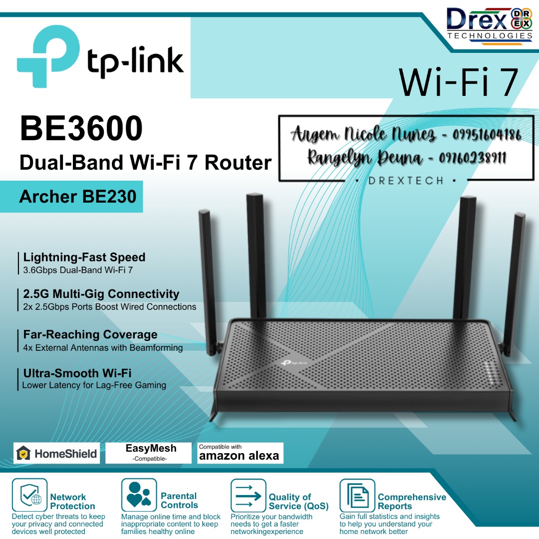 TP-LINK Archer BE230 BE3600 Dual-Band Wi-Fi 7 Router, Computers & Tech ...