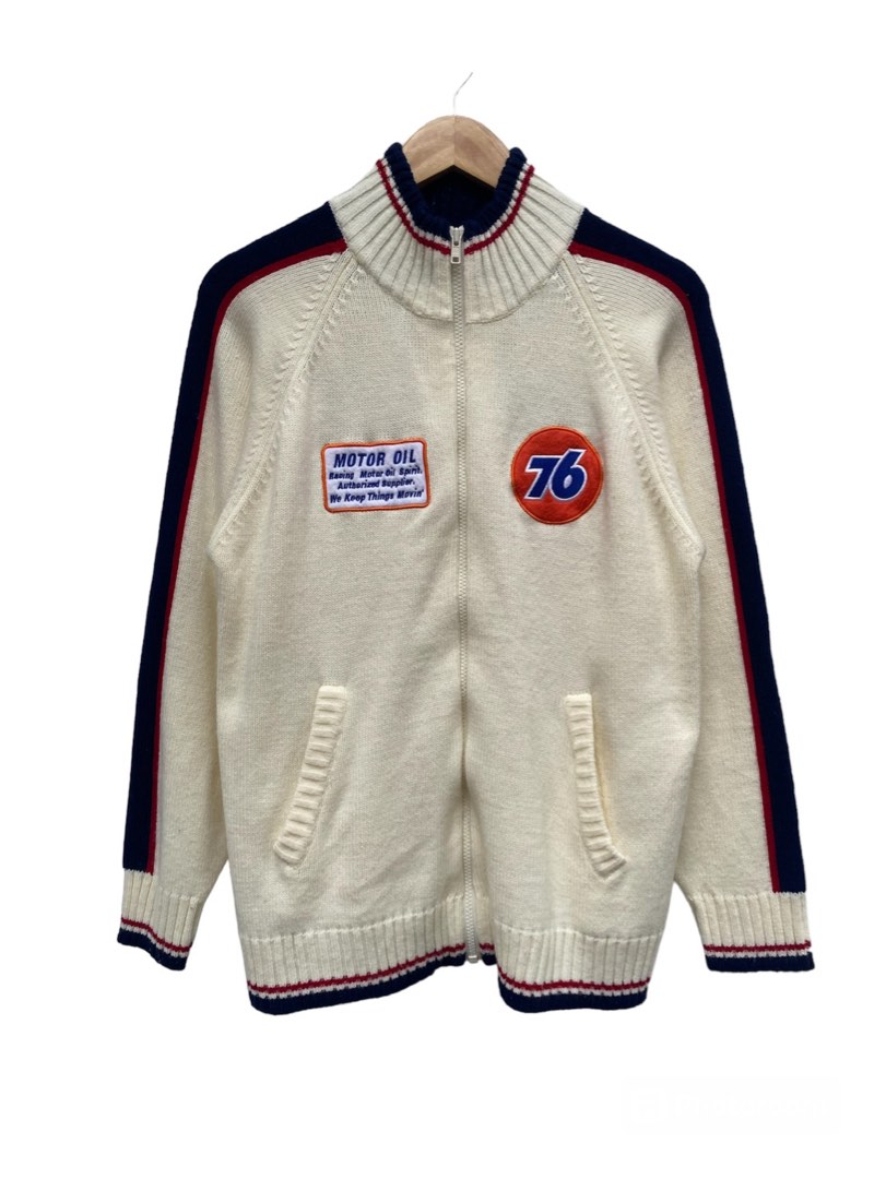 Union 76 Lubricants Knitted Varsity Racing Jacket, Men's Fashion, Tops ...