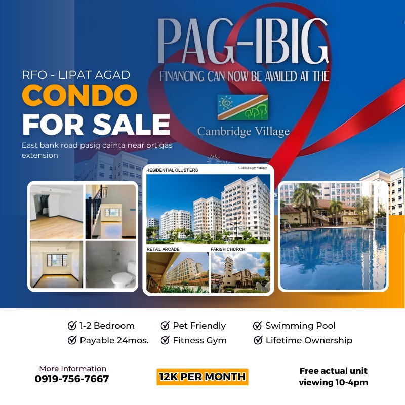 Cambridge Village Pasig Cainta condo rent to own Ortigas bgc Eastwood ...