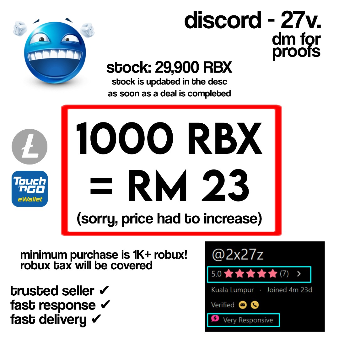 [ LAST STOCK, 1K ROBUX LEFT! ] Cheap Tax Covered ROBUX, Check description for ROBUX stock, Video ...