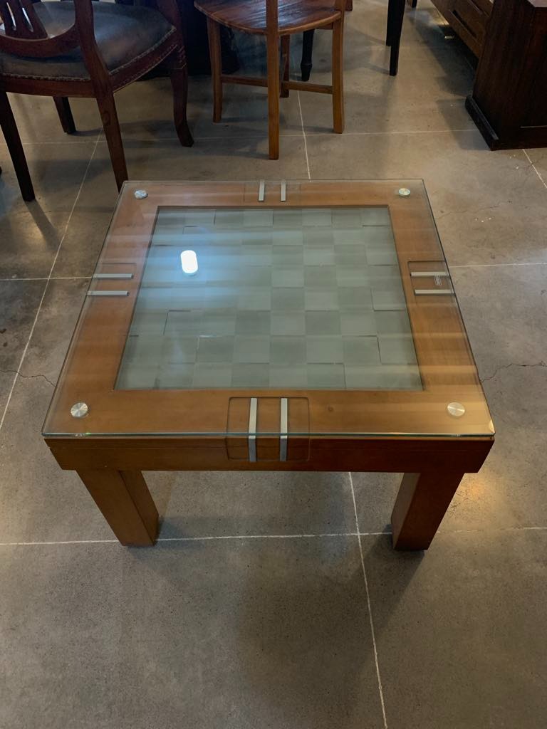 Chess Board Glass Coffee Table, Furniture & Home Living, Furniture ...