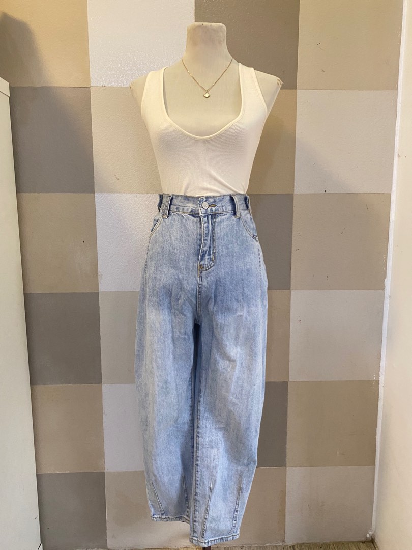 Garterized Highwaist Denim Pants (W:32-33), Women's Fashion, Bottoms ...