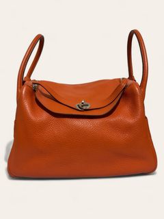 HERMES LINDY 45 BLEU LIN CLEMENCE, Luxury, Bags & Wallets on Carousell