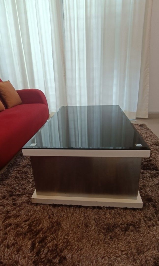 Natuzzi Italia Modern Coffee Table High Gloss Tempered Glass with ...