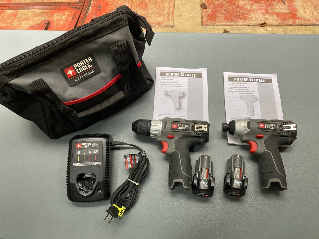 Porter Cable Cordless Drill & Impact Driver Set (110 volts), Commercial ...