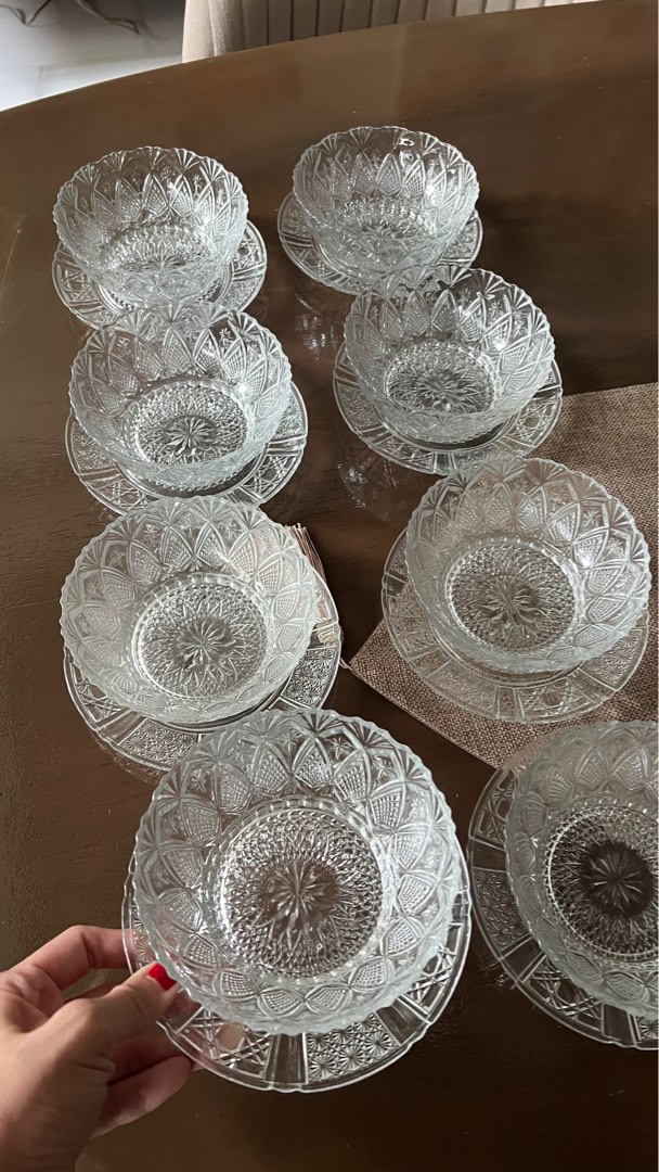 Vintage Crystal Soup Bowl Set of 6, Furniture & Home Living ...