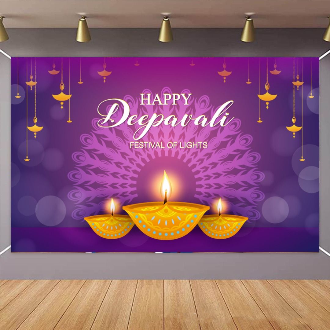 2024 Diwali Happy Deepavali Backdrop Banner Decor, Party Photography ...