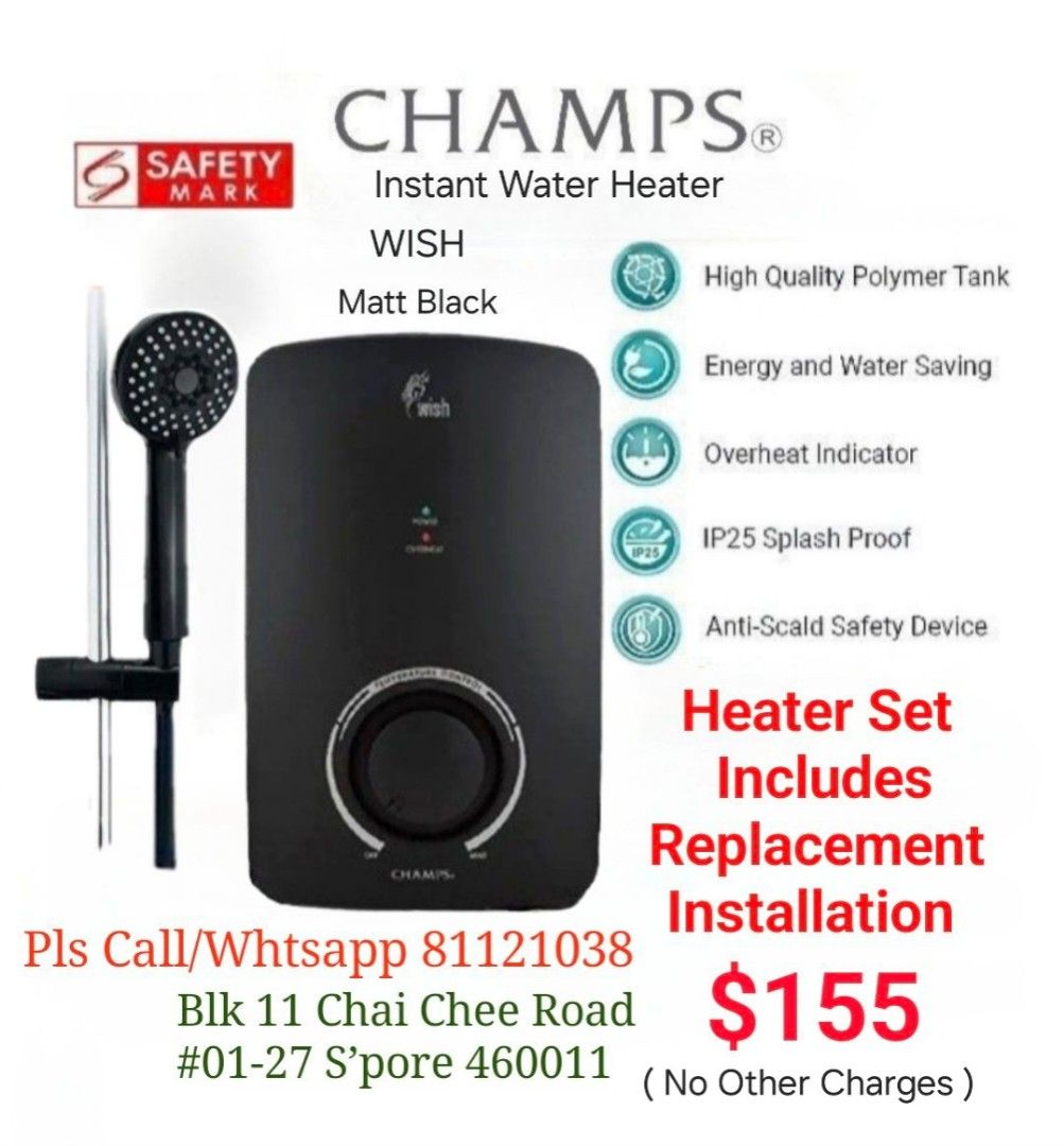 CHAMPS City-- Water Heater, ( 5 Yrs Warranty On Tank,2 Yrs Warranty on ...
