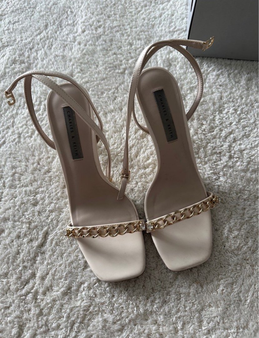 CHARLES & KEITH GOLD CHAIN HEELS, Women's Fashion, Footwear, Heels on ...