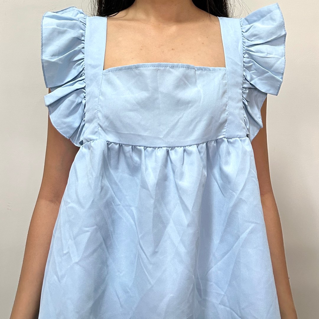 Lolita Babydoll Coquette Dollette Sky Blue Baby Blue Peplum Ruffles Top ...