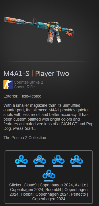 CS2 M4A1-S Player Two Field Tested, Video Gaming, Gaming Accessories ...