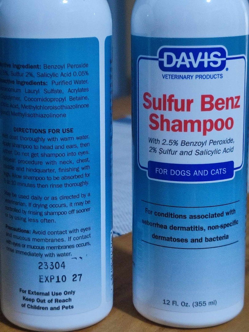 Davis Sulfur Benz Shampoo, 12 oz. With Sulfur Benzoyl Peroxide, Pet ...