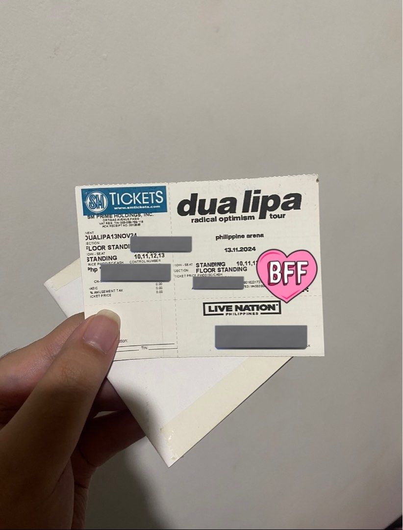 Dua Lipa Floor Standing Ticket, Tickets & Vouchers, Event Tickets on ...