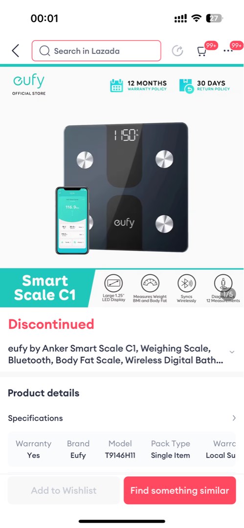 eufy by Anker Smart Scale C1, Weighing Scale, Bluetooth, Body Fat Scale ...