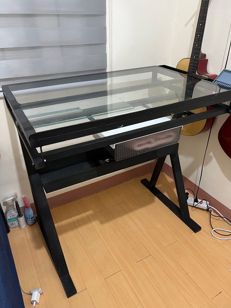 Glass Drafting Table, Furniture & Home Living, Office Furniture ...