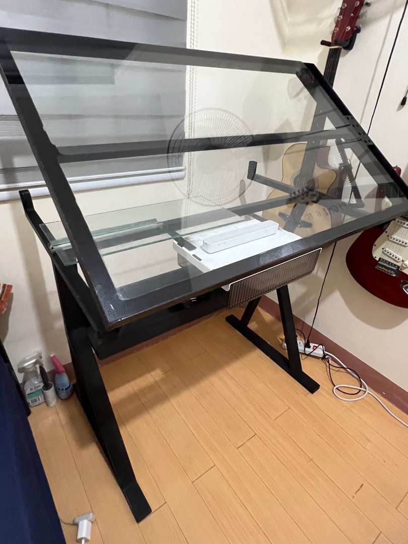 Glass Drafting Table, Furniture & Home Living, Office Furniture ...