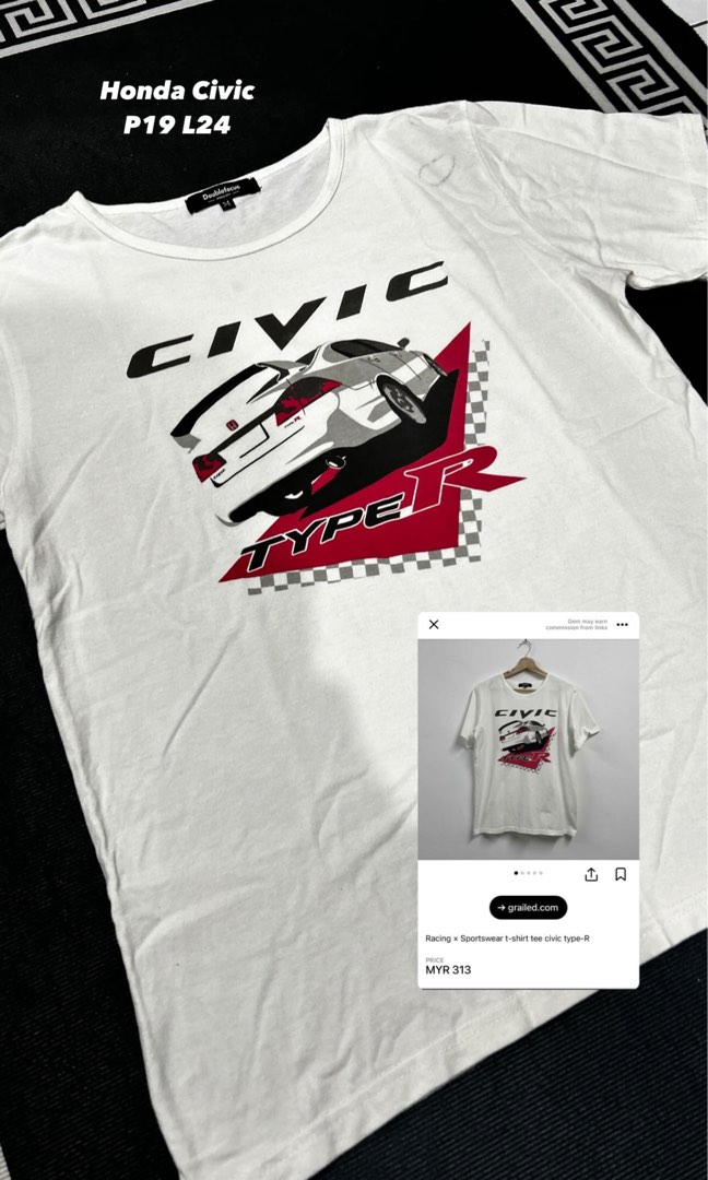 Honda Civic Type R tshirt, Men's Fashion, Tops & Sets, Tshirts & Polo ...