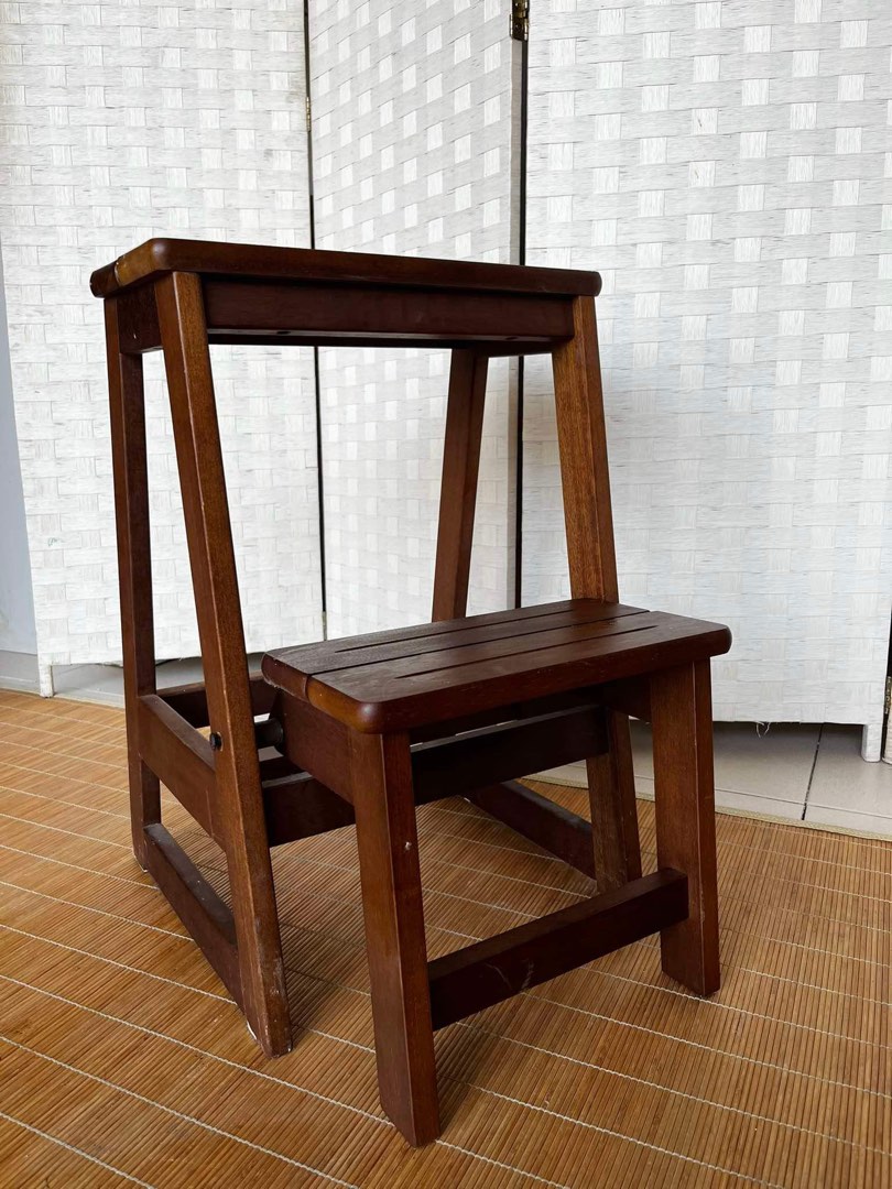 JAPAN SURPLUS WOODEN STEP LADDER IN GOOD CONDITION SIZE: 21.5-10.5H x ...
