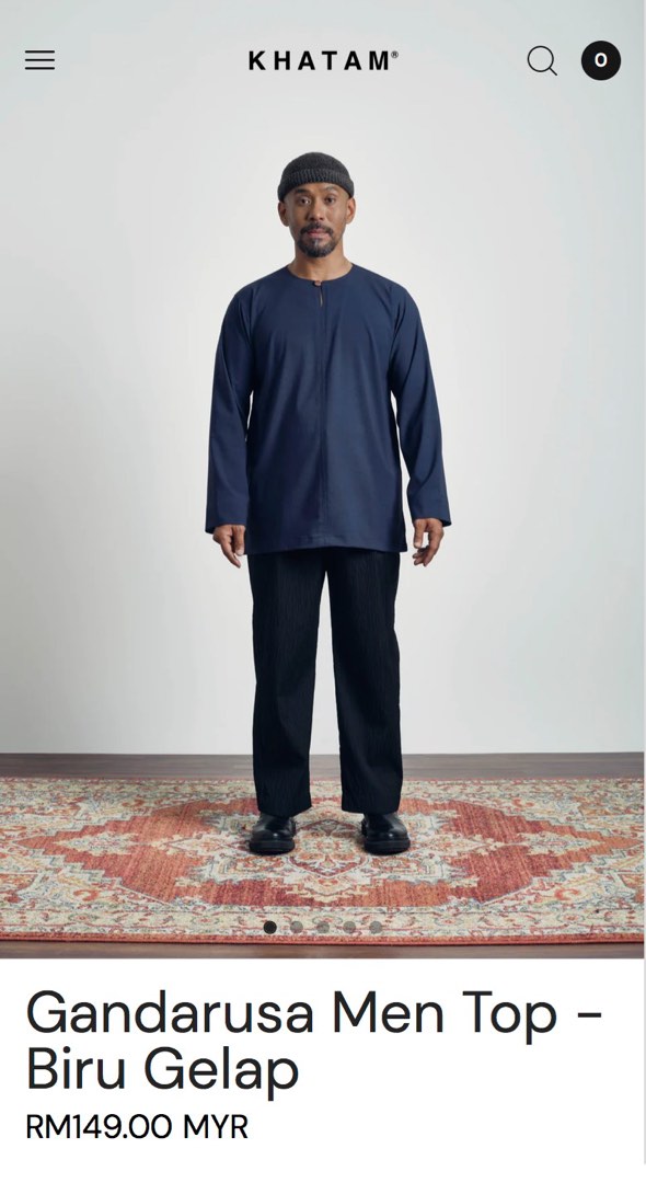 Khatam Gandarusa Men Top - Biru Gelap XL, Men's Fashion, Muslim Wear ...