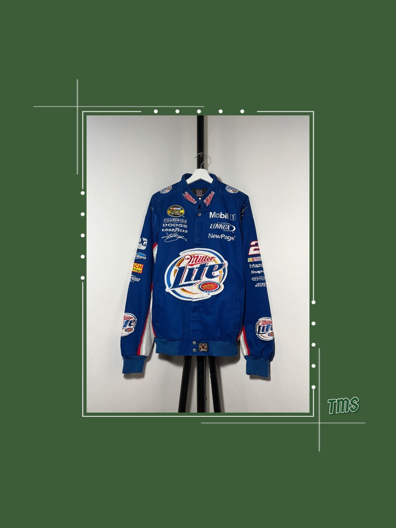 NASCAR Miller Lite Racing Vintage Jacket ft. Kurt Busch #2, Men's ...