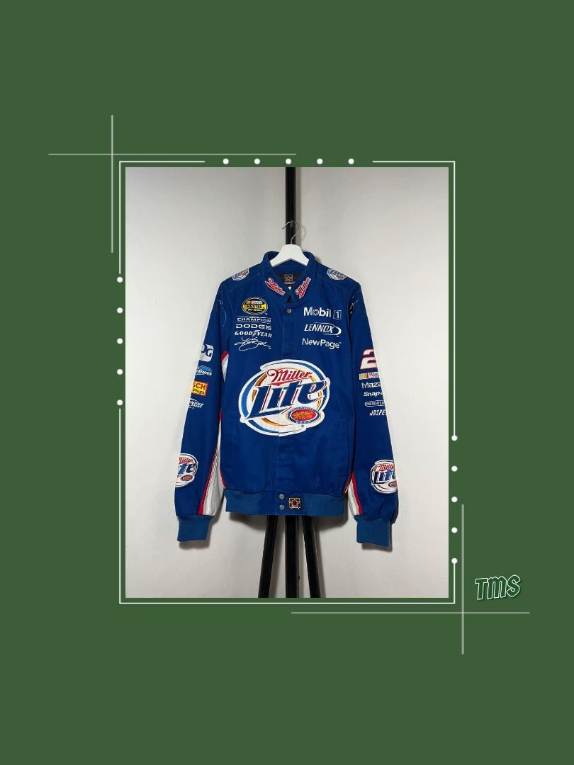 NASCAR Miller Lite Racing Vintage Jacket ft. Kurt Busch #2, Men's ...