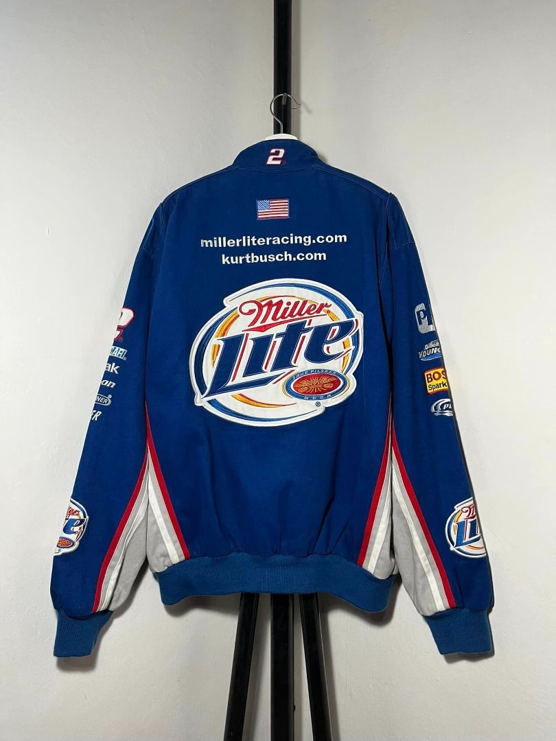 NASCAR Miller Lite Racing Vintage Jacket ft. Kurt Busch #2, Men's ...