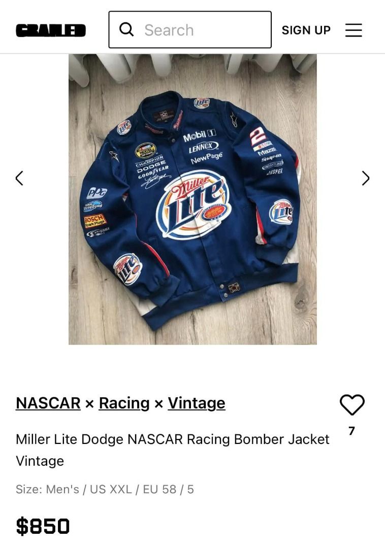 NASCAR Miller Lite Racing Vintage Jacket ft. Kurt Busch #2, Men's ...