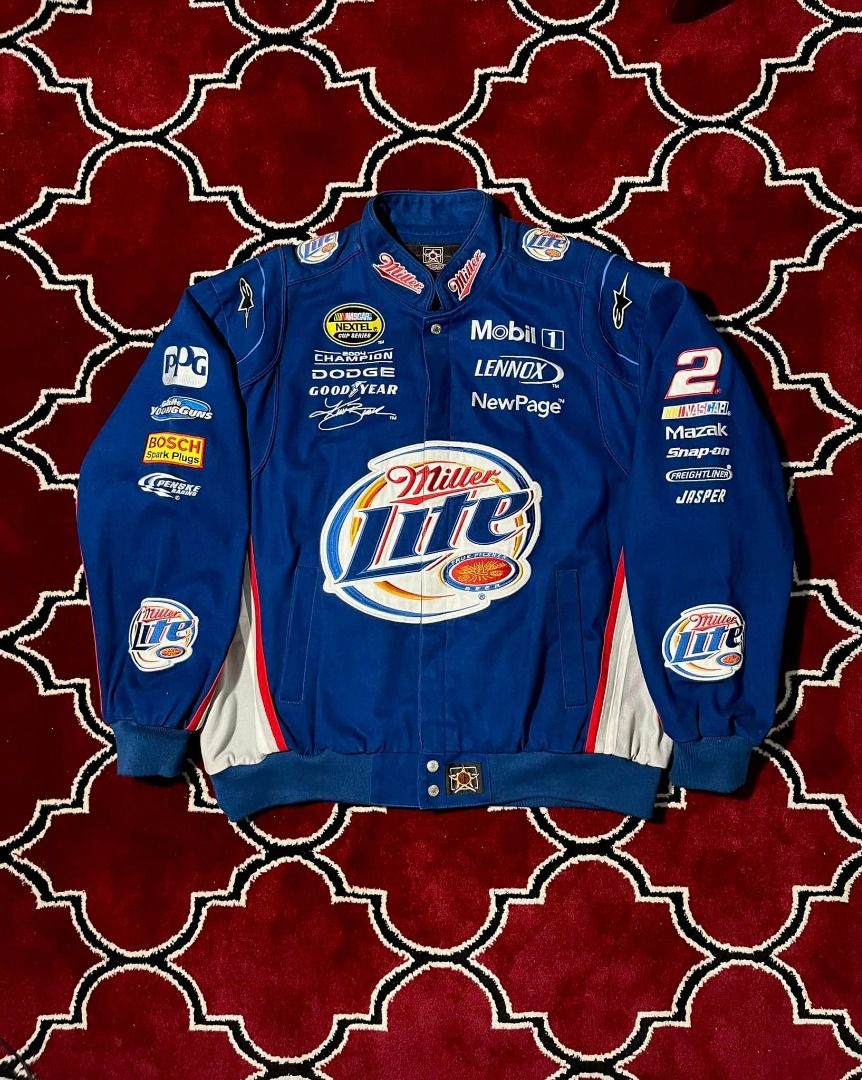 NASCAR Miller Lite Racing Vintage Jacket ft. Kurt Busch #2, Men's ...