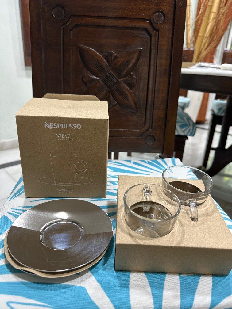 Nespresso 2x View Lungo cups and saucer, Furniture & Home Living ...