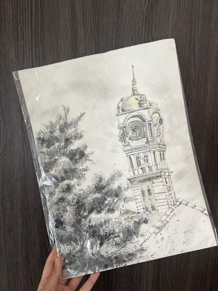 clock tower drawing realistic