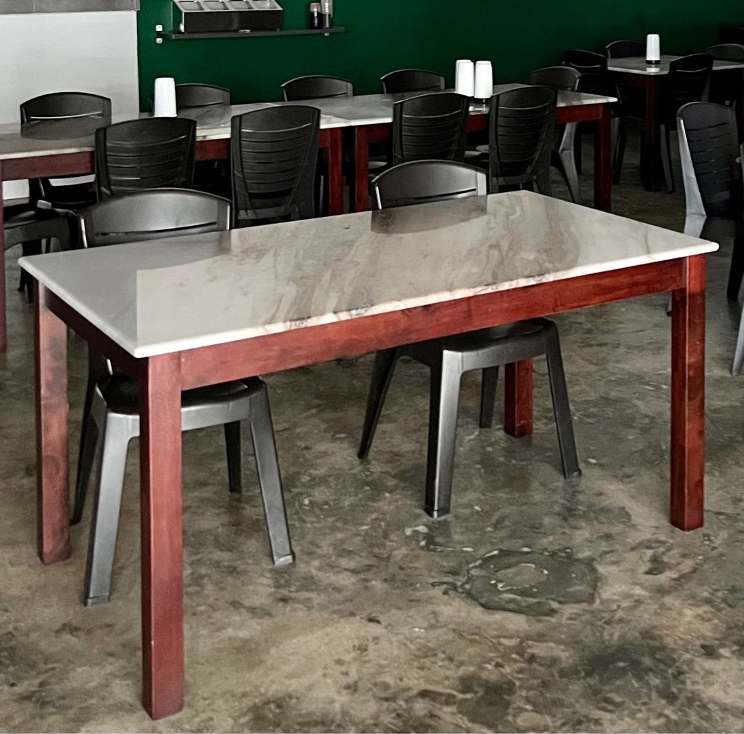 REAL MARBLE TABLE 5ft KOPITIAM CAFE MEJA MARBLE, Furniture & Home ...