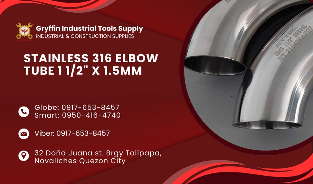 STAINLESS 316 ELBOW TUBE 1 1/2" X 1.5MM, Commercial & Industrial ...