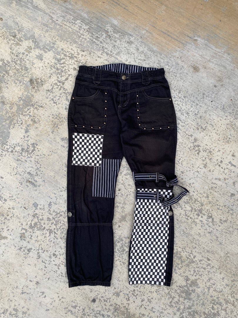 Vintage Algonquins checker board punk bondage, Men's Fashion, Bottoms ...