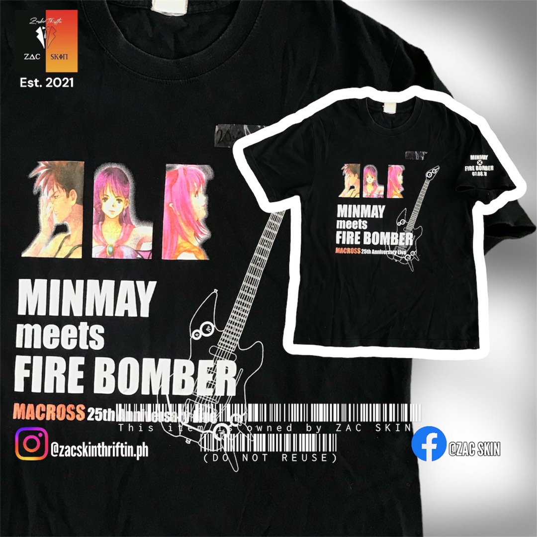 Vintage anime tee minmay meets fire bomber, Men's Fashion, Tops & Sets ...