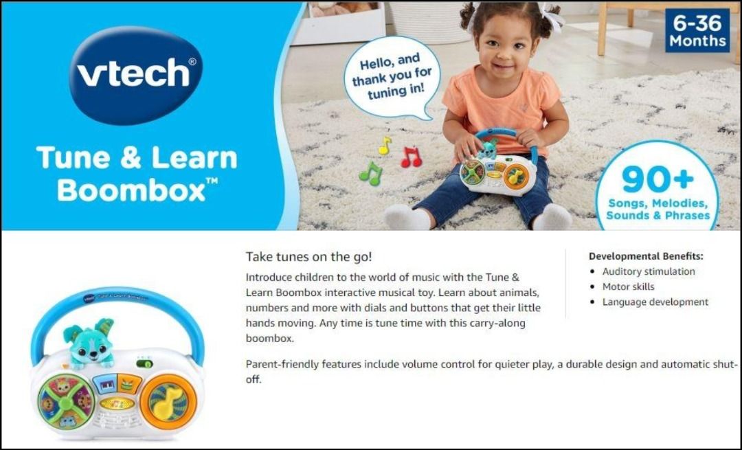 VTECH Tune & Learn Boombox VTech Tune and Learn Boombox Learn to the ...