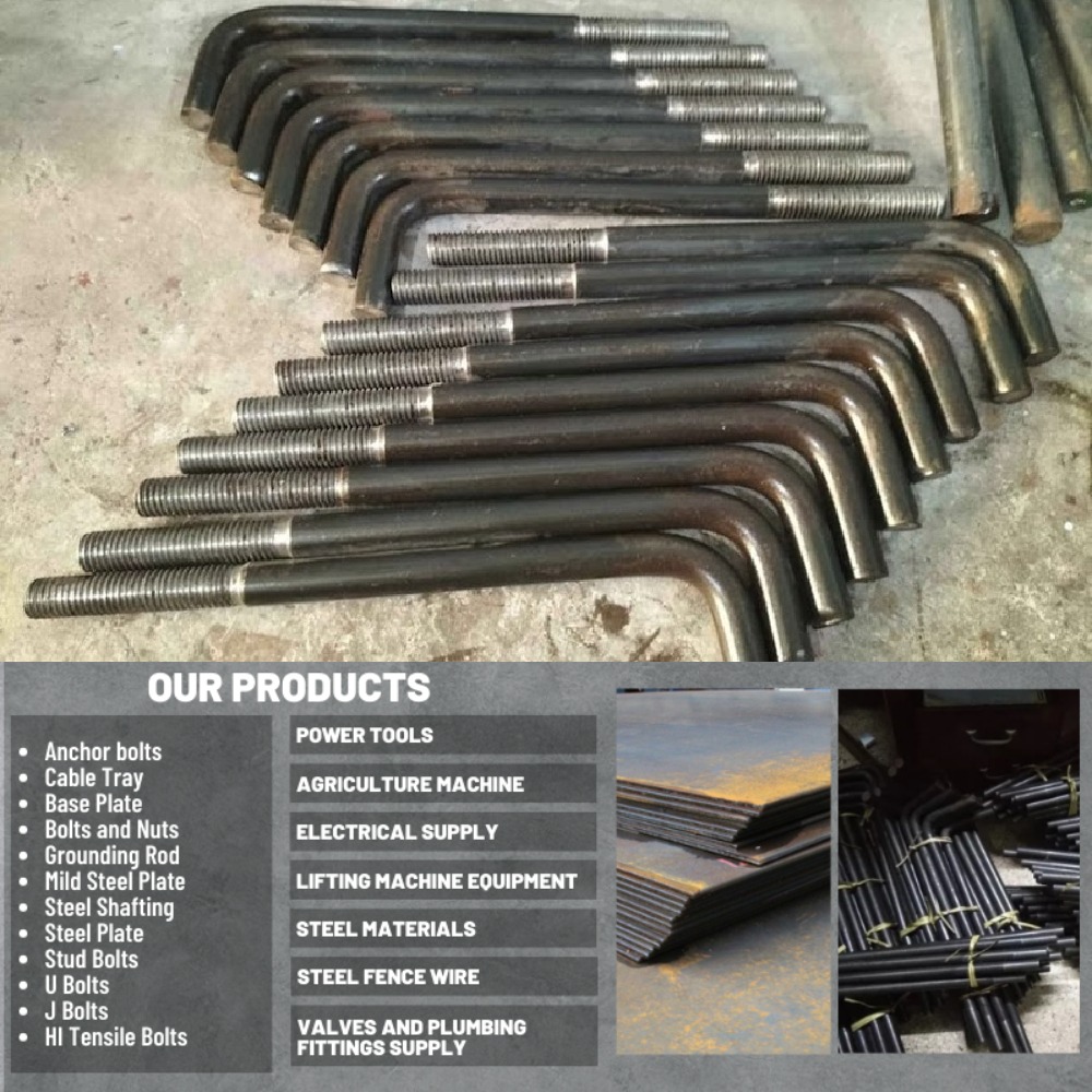 100 Bend x 75mm Thread Anchor Bolts / Base Plate and J Bolt, Commercial ...