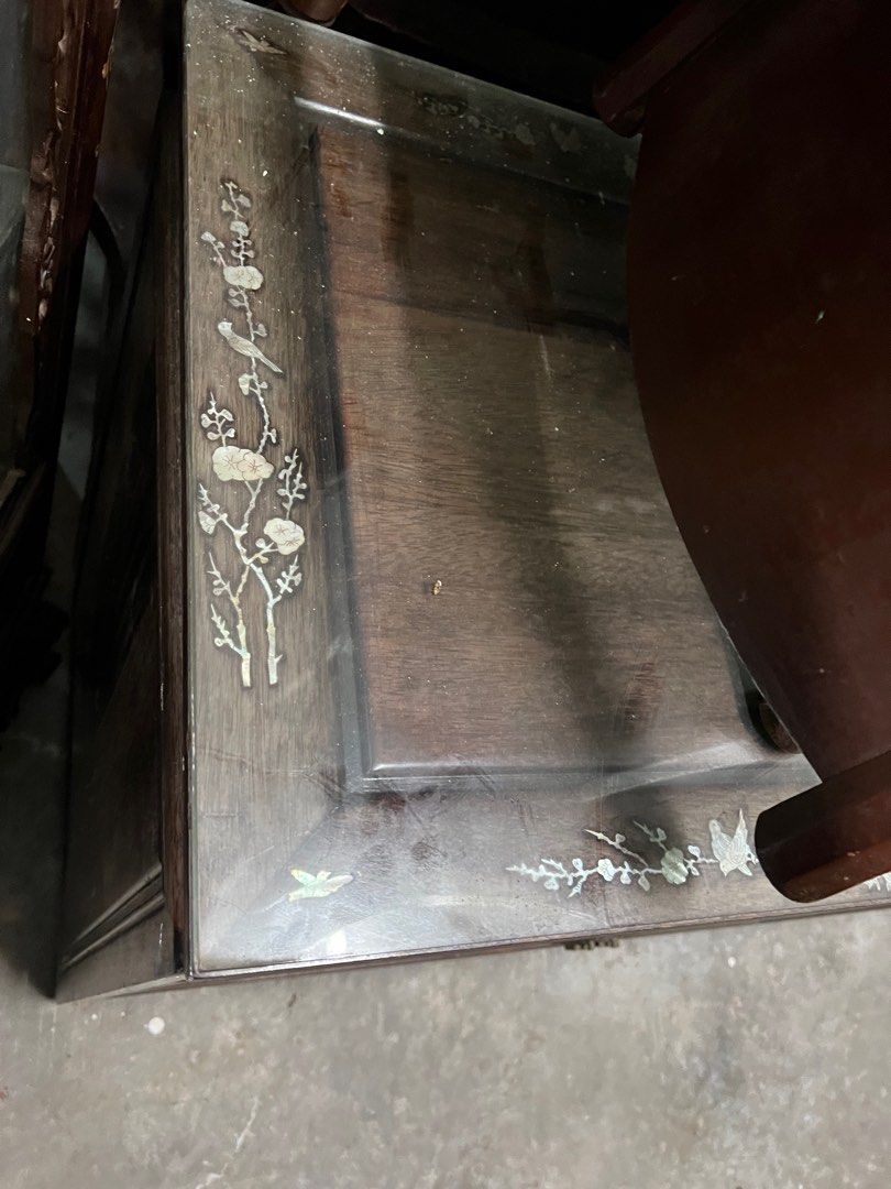 Antique vintage rosewood Mother of Pearl cabinet with drawers ah ...