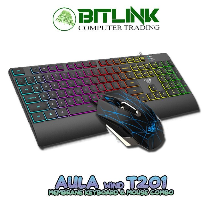 AULA T201 MEMBRANE WIRED KEYBOARD & MOUSE COMBO BLACK, Computers & Tech ...