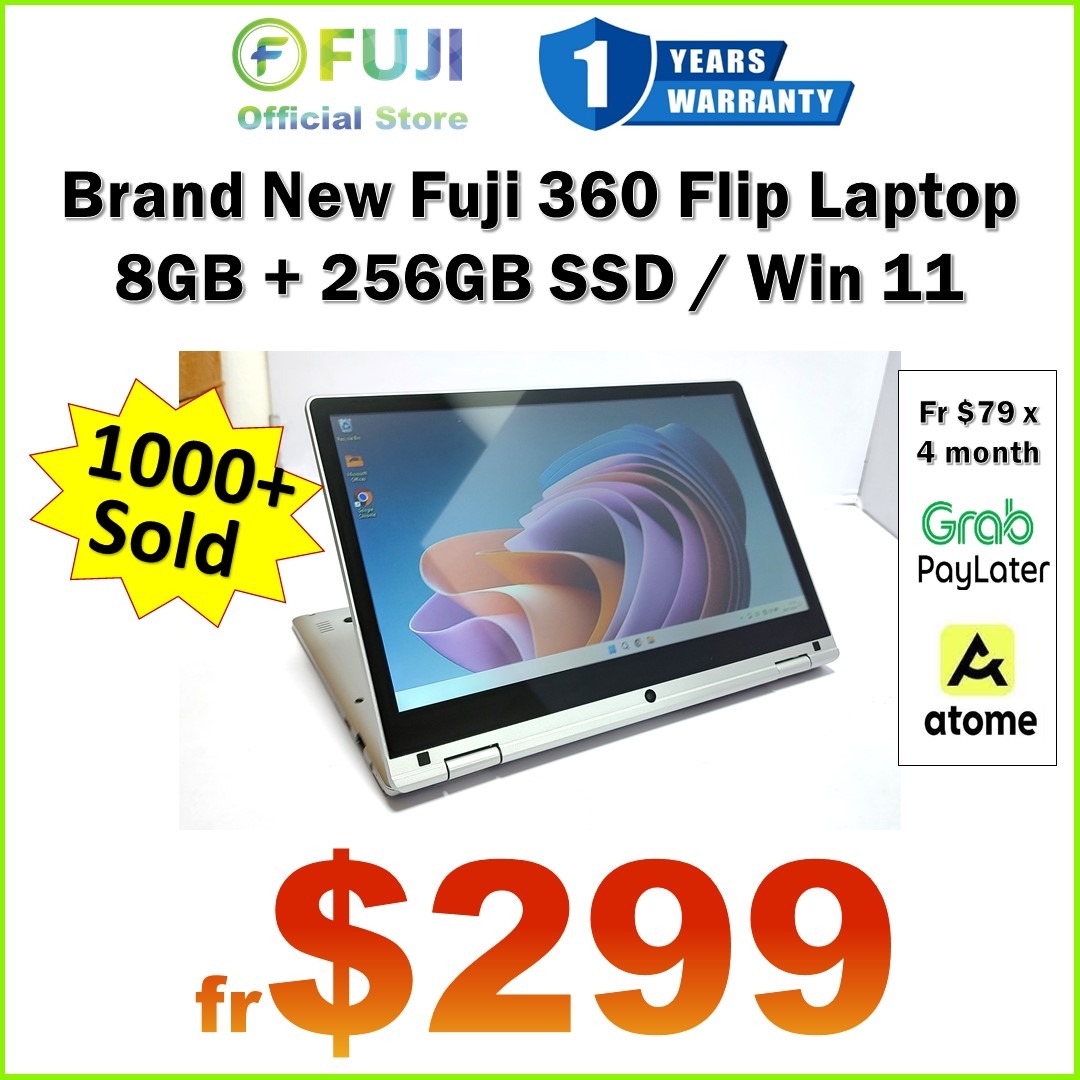 Brand New Fuji 360 Flip + Touch Screen Laptop - 256GB SSD + 8GB RAM ...