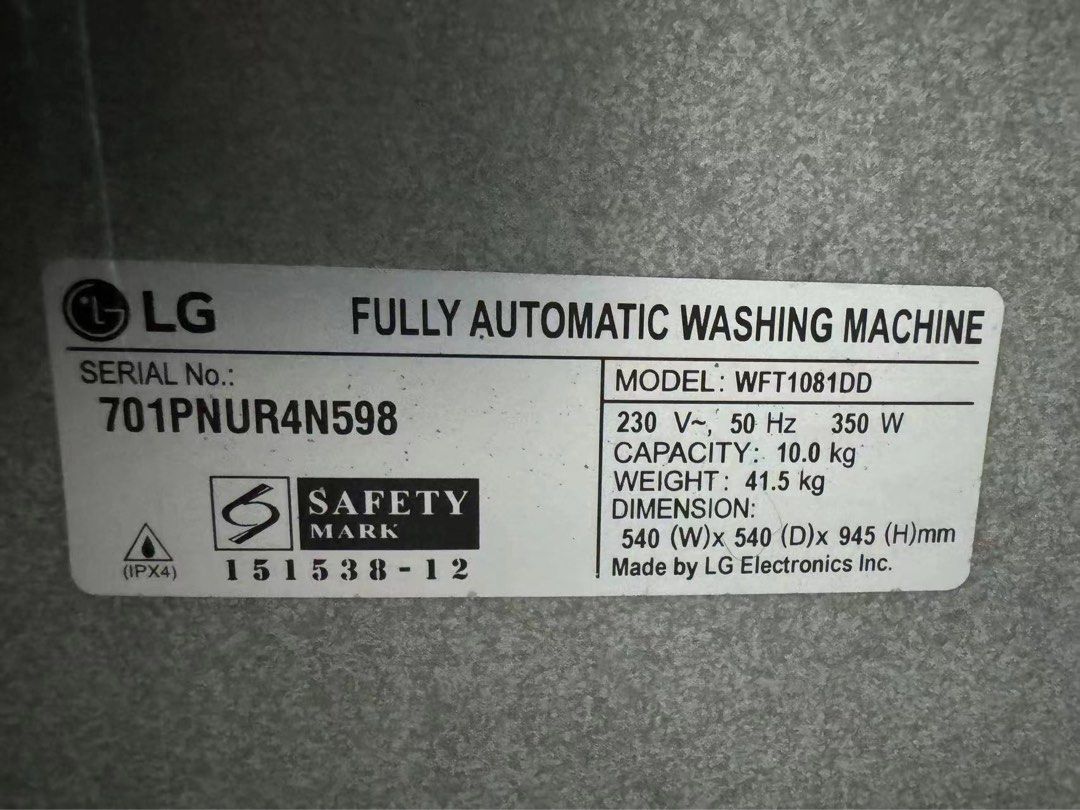 Free delivery 10kg LG Smart Drum washing machine , TV & Home Appliances ...