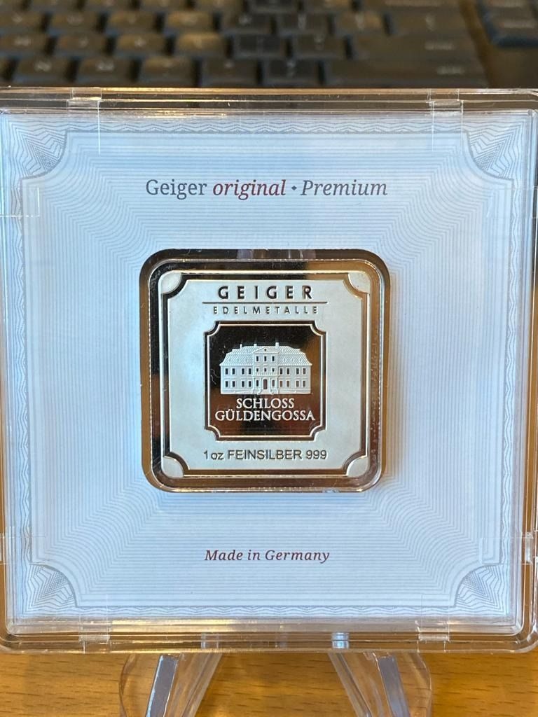 Geiger Original Square 1 ounce Silver Bar in Cassette, Hobbies & Toys ...