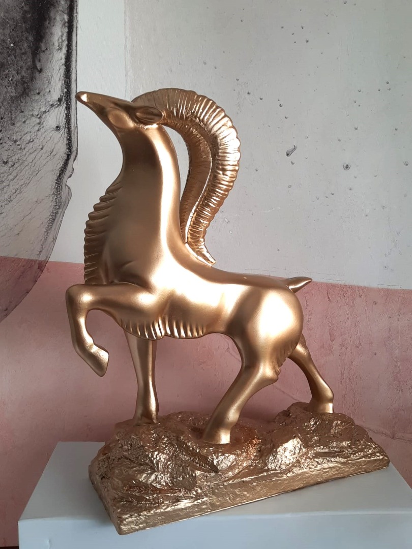 Majestic Gold Mountain goat Sculpture Statue Home Decor Ornament ...