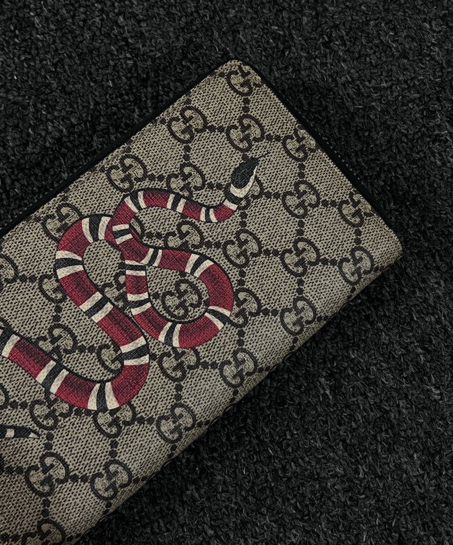 GUCCI KING SNAKE LOGO LONG WALLET, Luxury, Bags & Wallets on Carousell