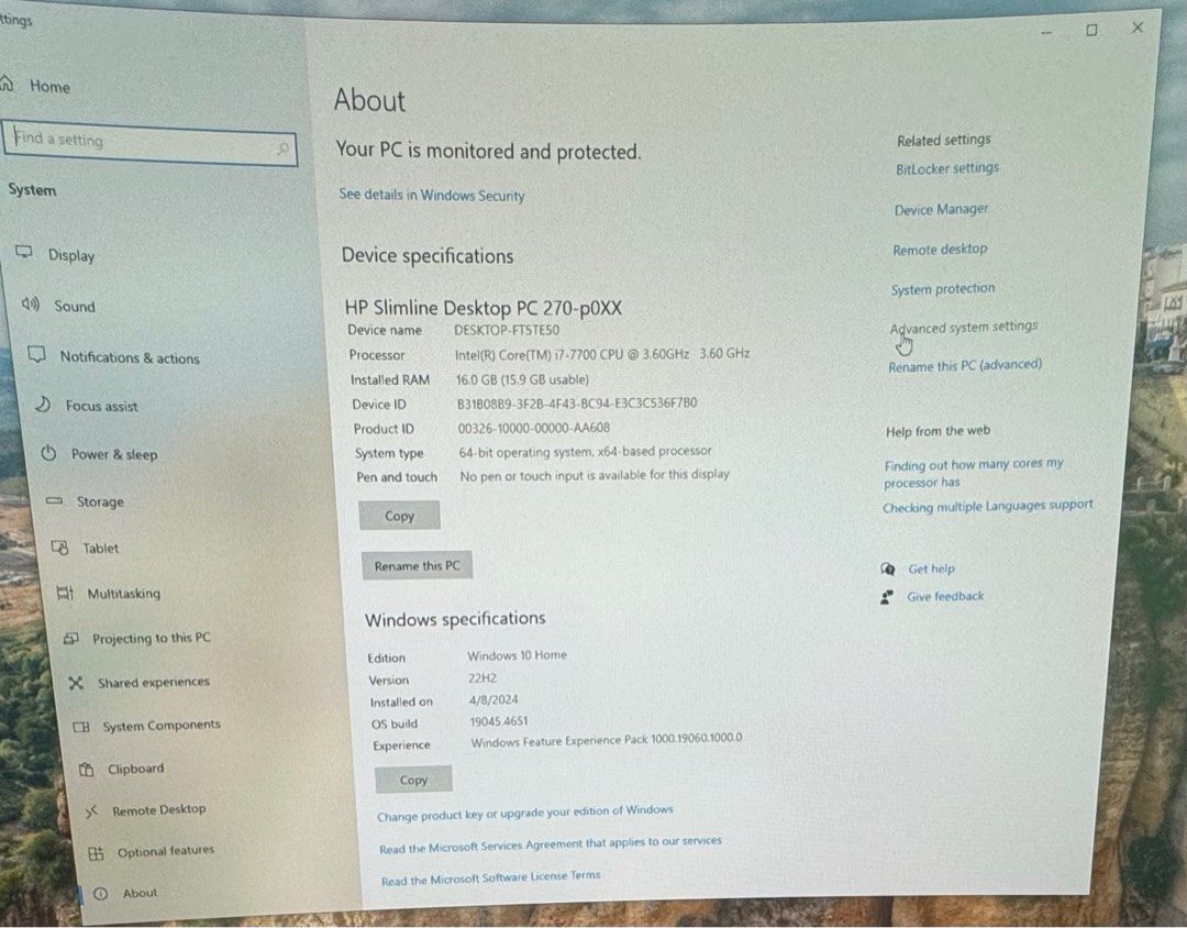 HP Slimline, Intel i7 CPU, 16 GB RAM, SSD 119 GB, Windows 10, Computers ...