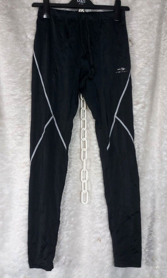 [L] Authentic TIGORA MEN compression inner long tights in black, Fesyen ...