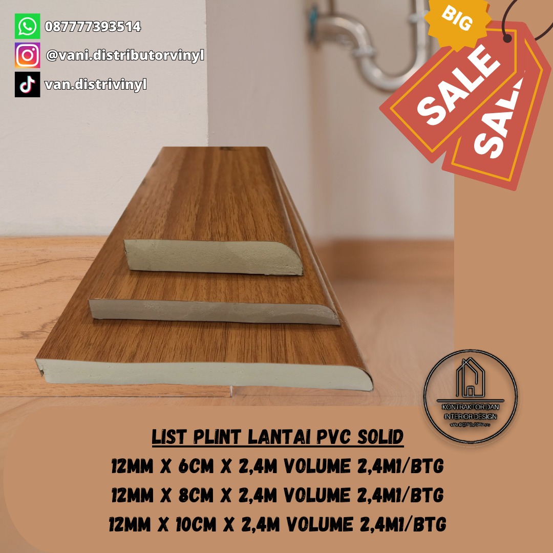 List Lantai Plint PVC Solid/Skirting Dinding PVC Solid (Warna Custom ...