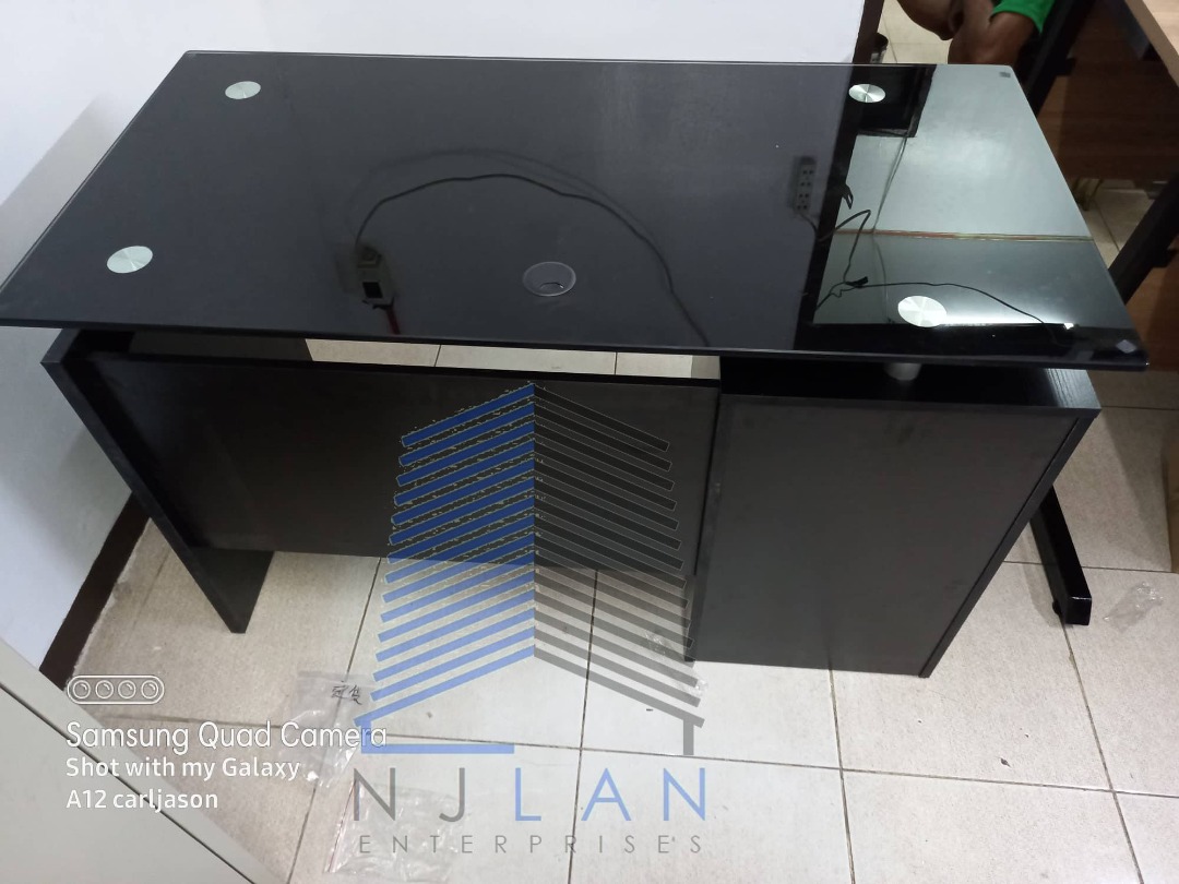 Office Table Glass Top 09955022083, Furniture & Home Living, Furniture ...
