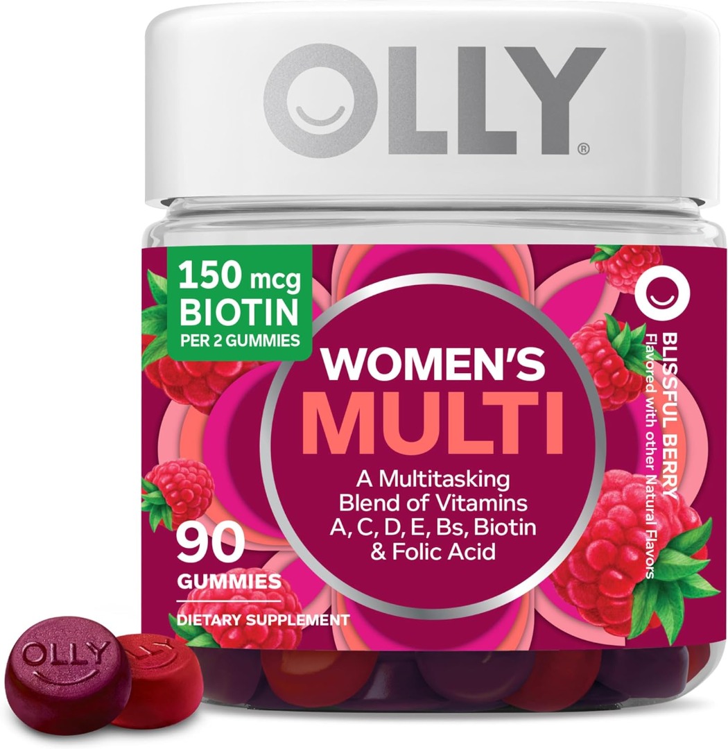 OLLY Women's Multivitamin Gummy, Vitamins A, D, C, E, Biotin, Folic ...