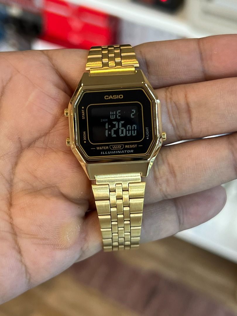 Original Casio Digital Black Dial Ladies Watch LA680WGA-1B Negative ...