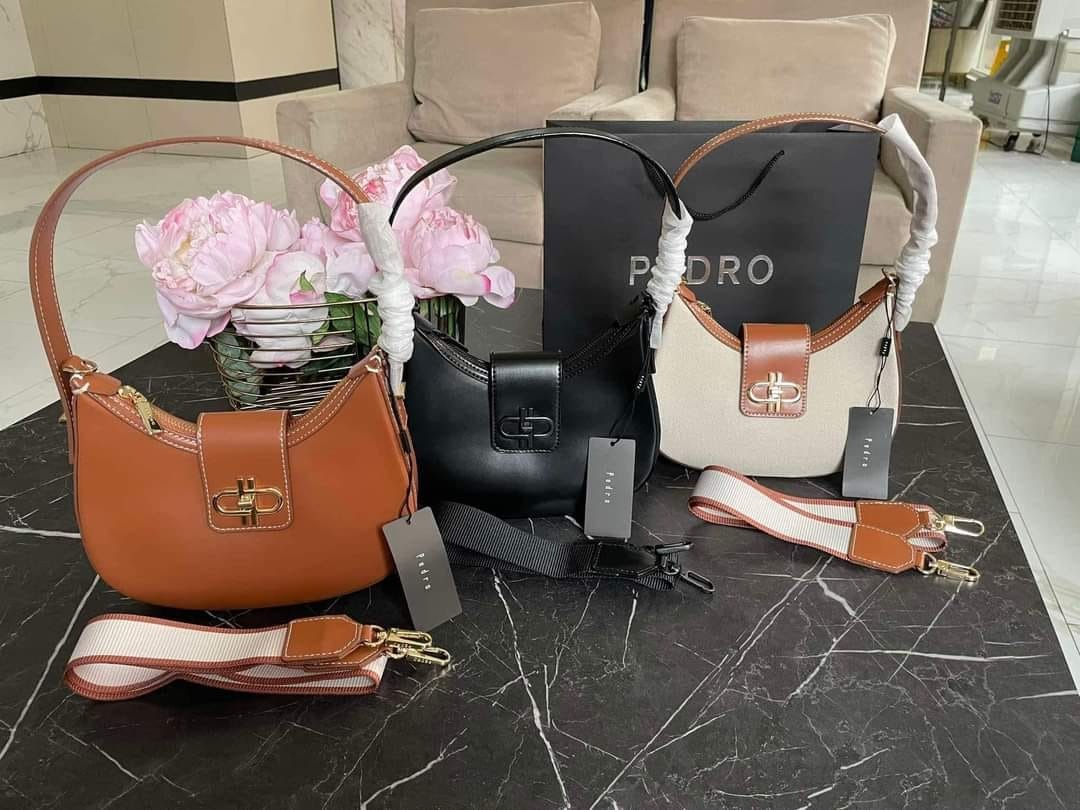 PEDRO Icon Leather Hobo Bag - Cognac2 / Cognac / Black, Luxury, Bags ...